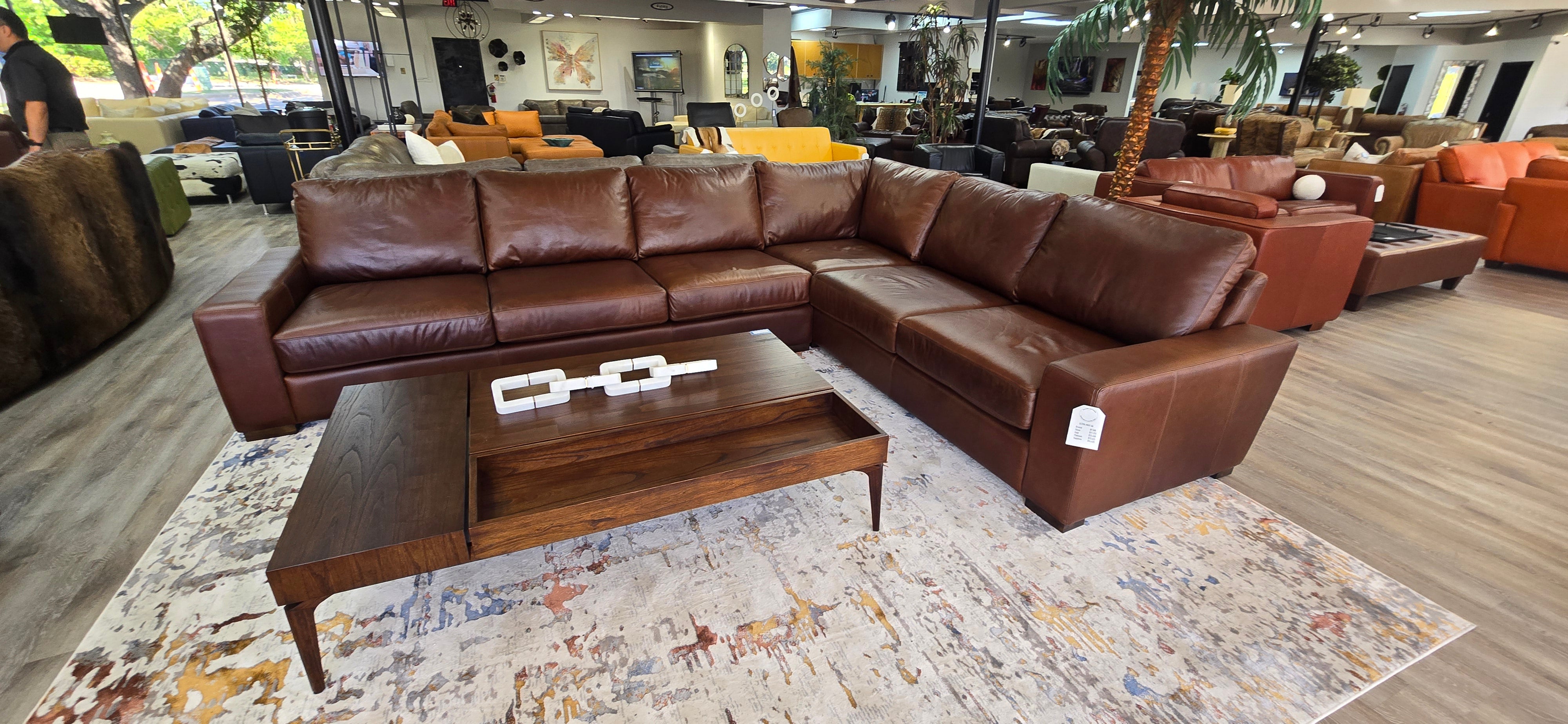 Ultra Maxwell 44 IN STOCK Sectional RA Sofa/LA Corner Sofa - Cowboy Bourbon