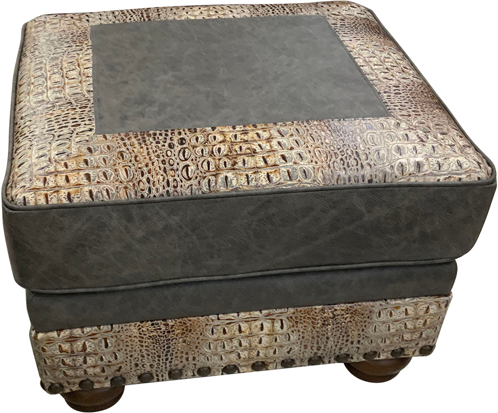 London - Ottoman - Palio Grey – LeatherSofaCo